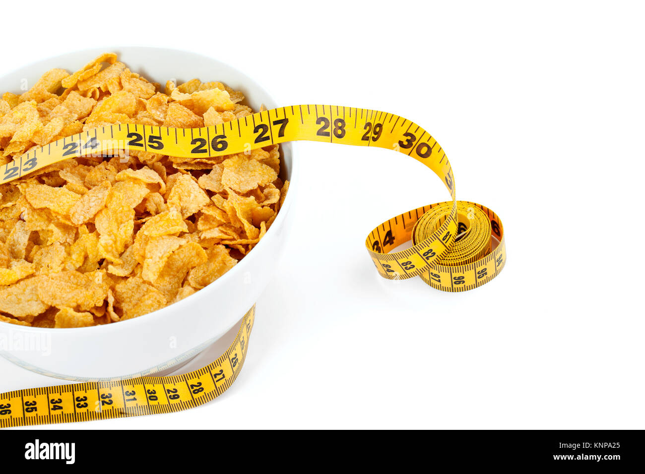 corn flakes with yellow measuring tape Stock Photo - Alamy