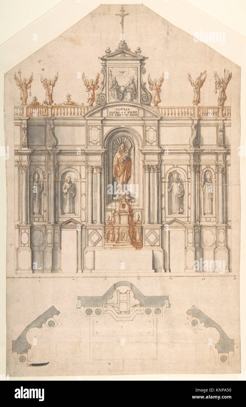 Design for the Elevation and Plan of a Reredos. Artist: Anonymous ...