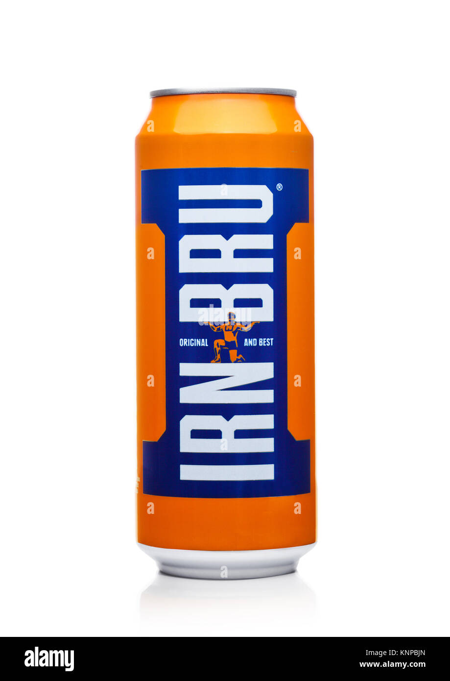 LONDON, UK - DECEMBER 01, 2017: Can of Irn-Bru lemonade soda drink on ...
