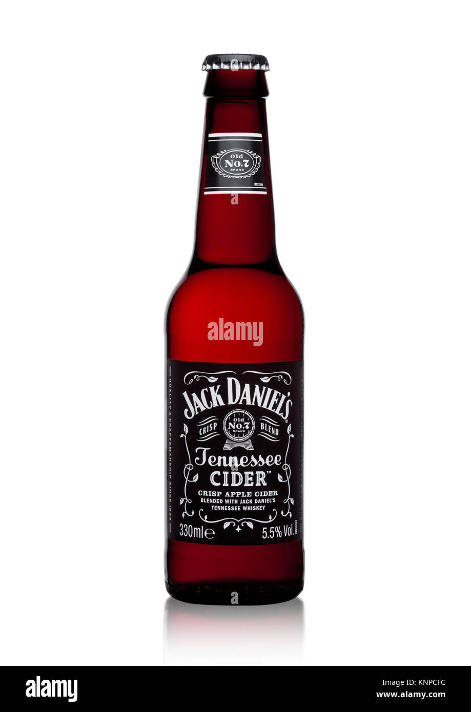 LONDON, UK -DECEMBER 07, 2017: Bottle of Jack Daniel's cider on white ...
