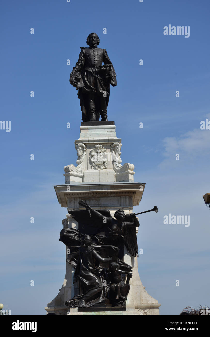 Canada, Quebec, Quebec City, Old Quebec Statue of Samuel de Champlain ...