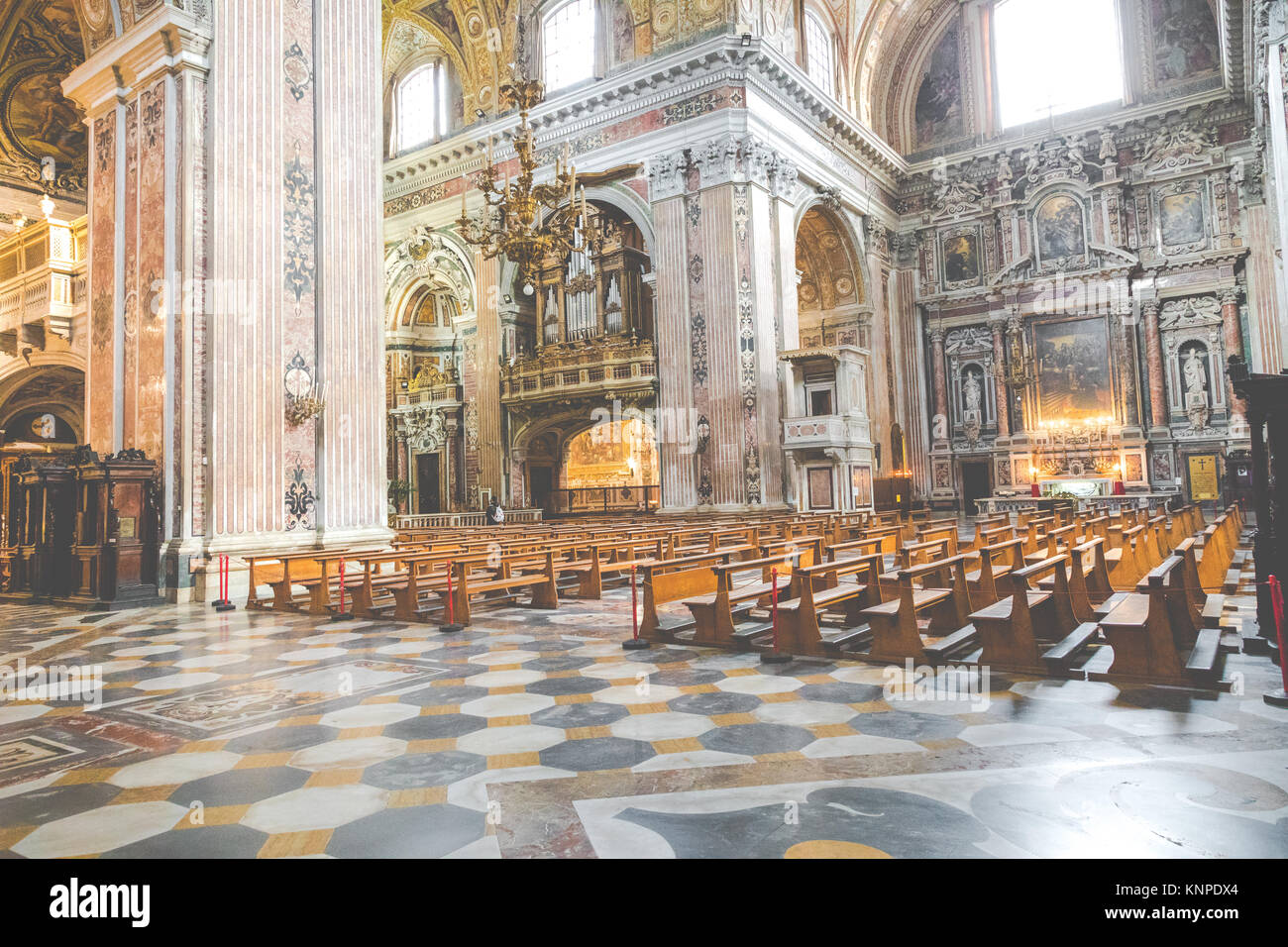 NAPLES, ITALY, DECEMBER 02,2017 : Beautiful ceiling above Gesu Nuovo ...
