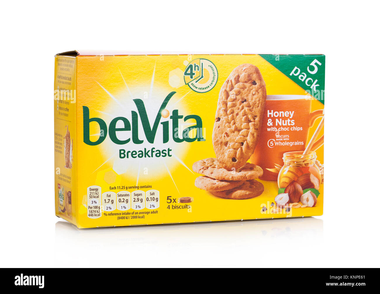 LONDON, UK -DECEMBER 07, 2017: belVita Breakfast Honey & Oats on white ...