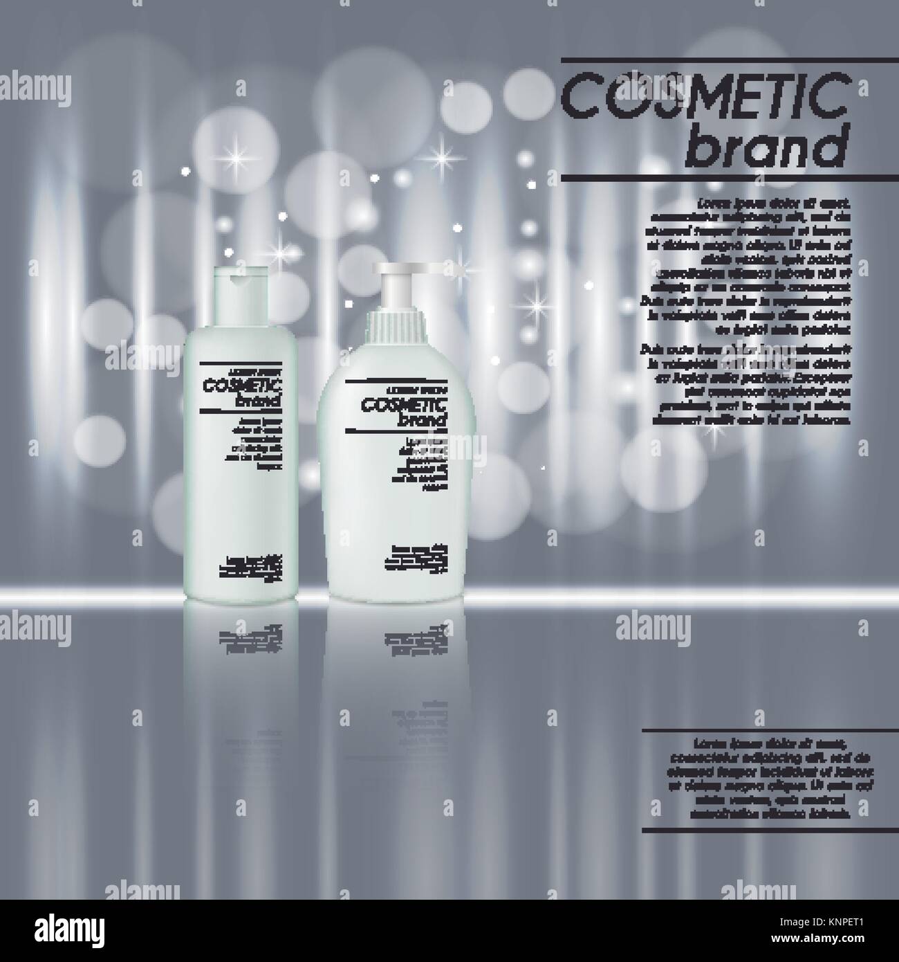 3D realistic cosmetic bottle ads template. Cosmetic brand advertising ...