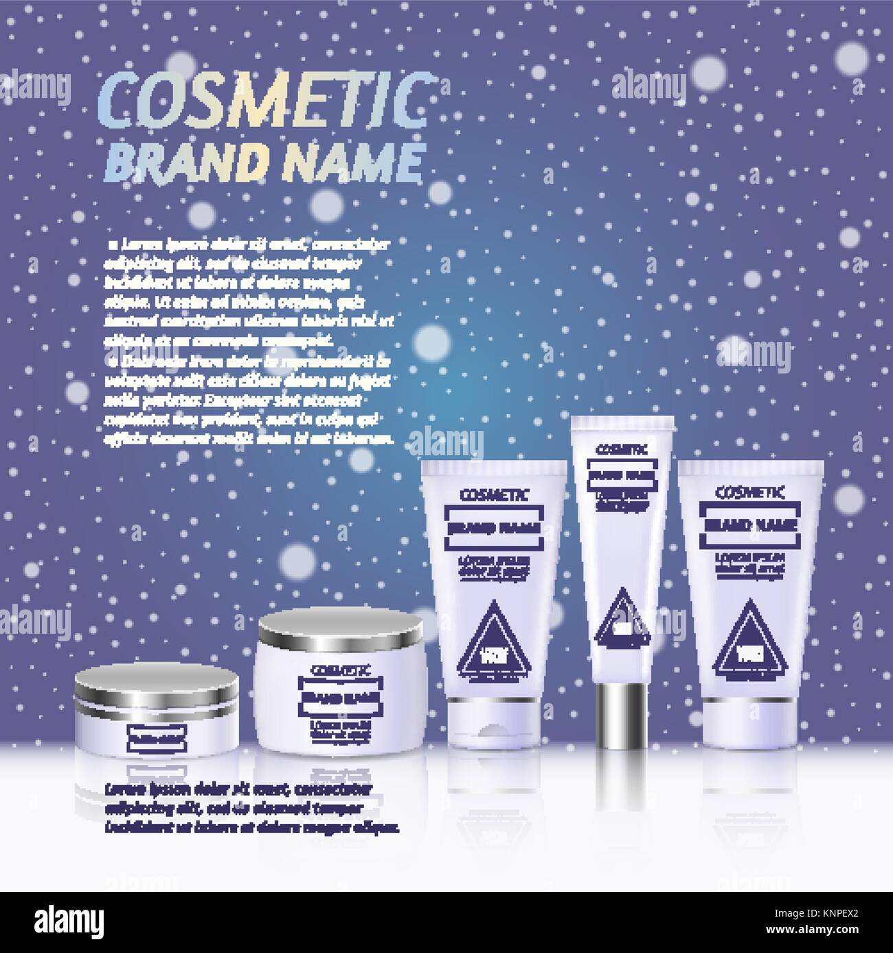 Vector 3D cosmetic illustration on a soft light background with flare ...