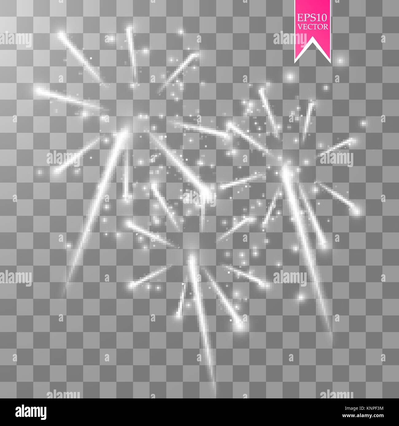 Firework lights effect with glowing stars in sky isolated on ...