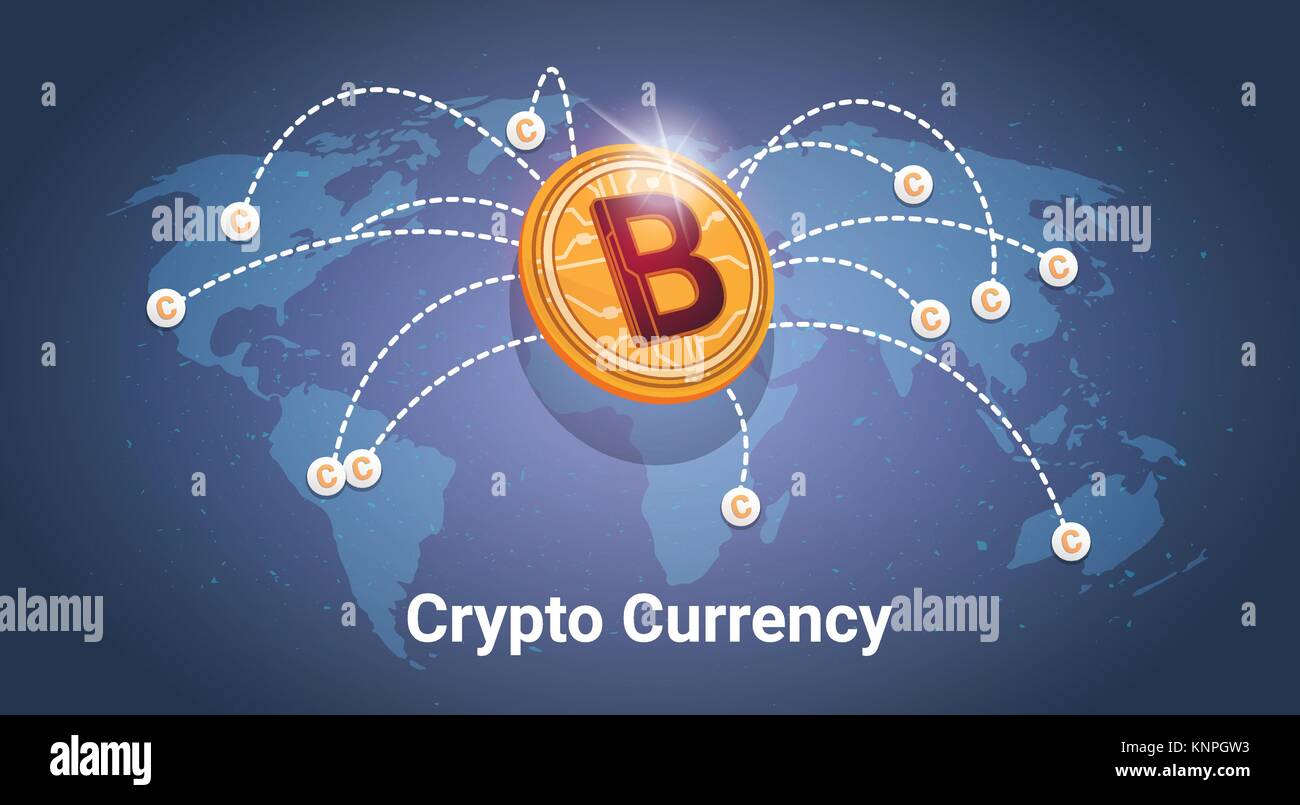Golden Bitcoin Over World Map Digital Crypto Currency Modern Web Money Stock Vector Image & Art ...