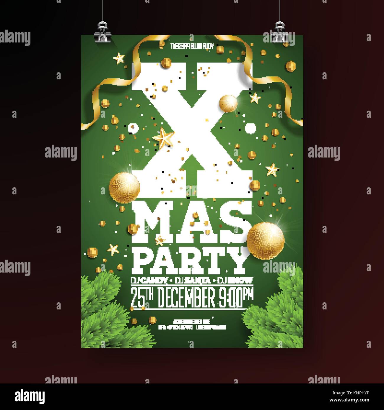 Christmas Party Flyer Design with Holiday Typography Elements and ...