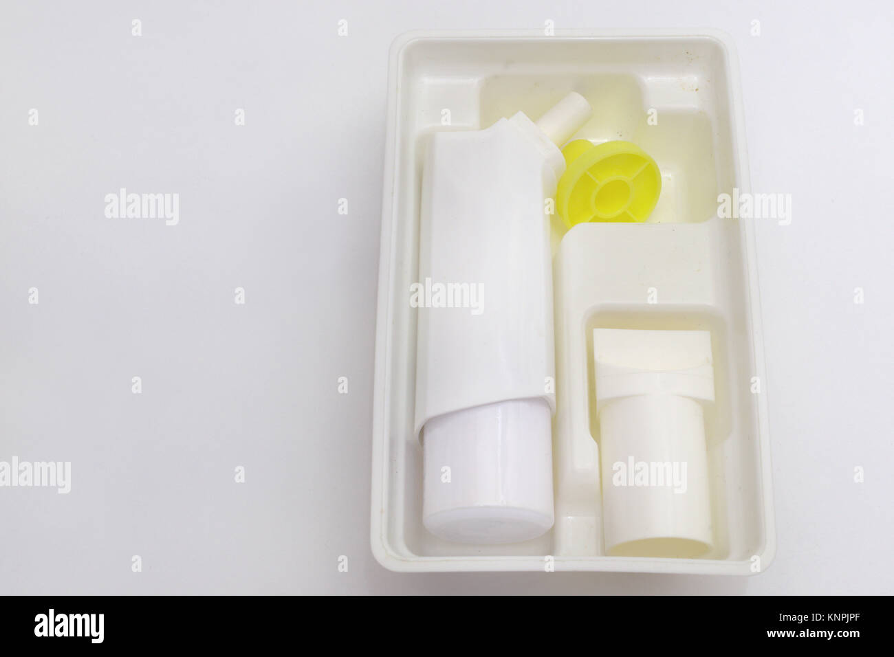 manual inhaler in suitable package. Spray for treatment of lungs, runny ...