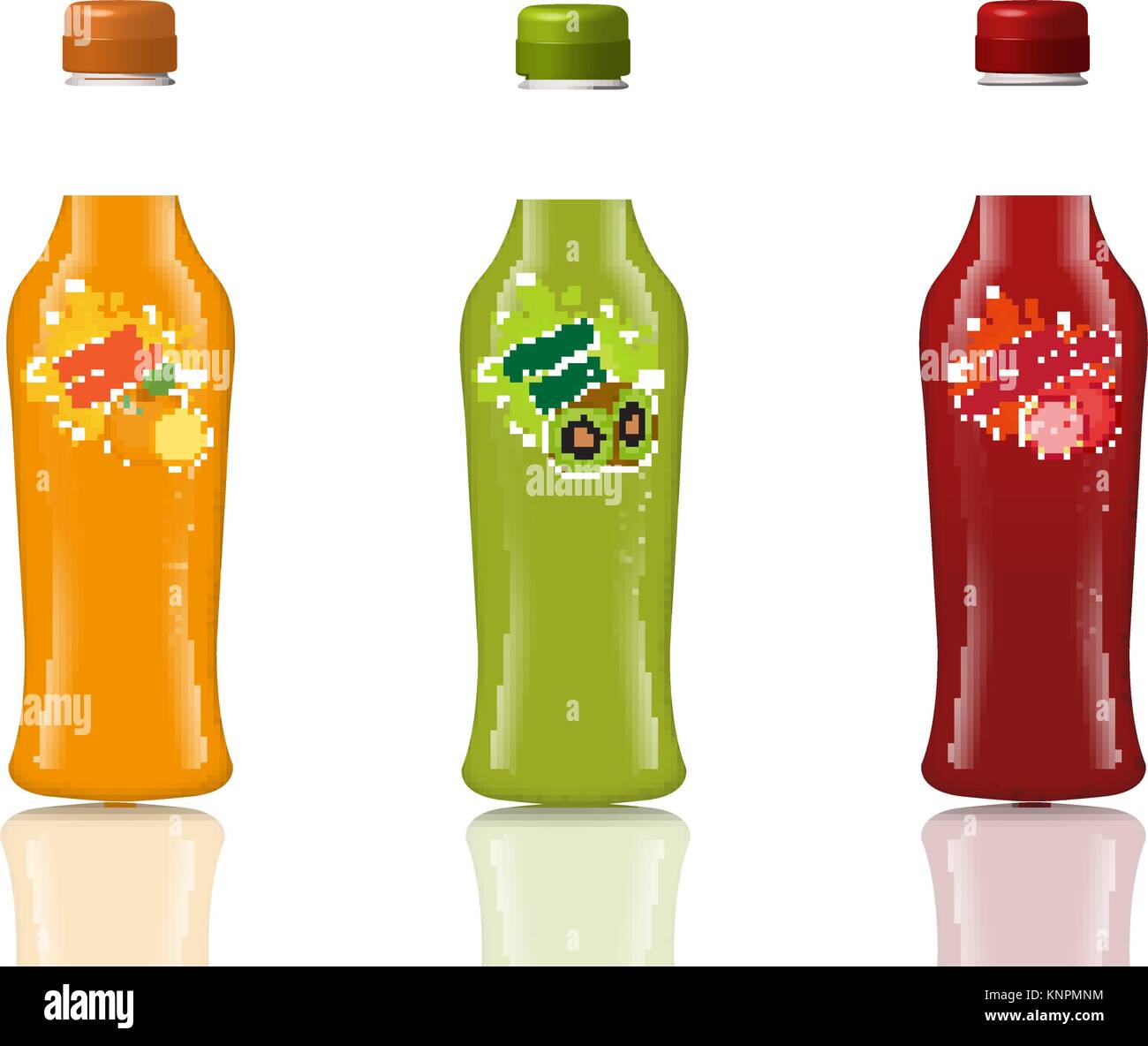 Glass beverage bottle set. Fresh juices, lemonade, drinks in a ...