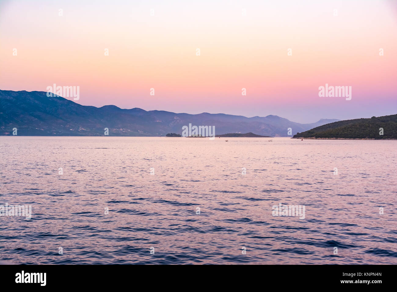 Beautiful Sunset Dusk Ocean Mountain Landscape in Croatia European ...