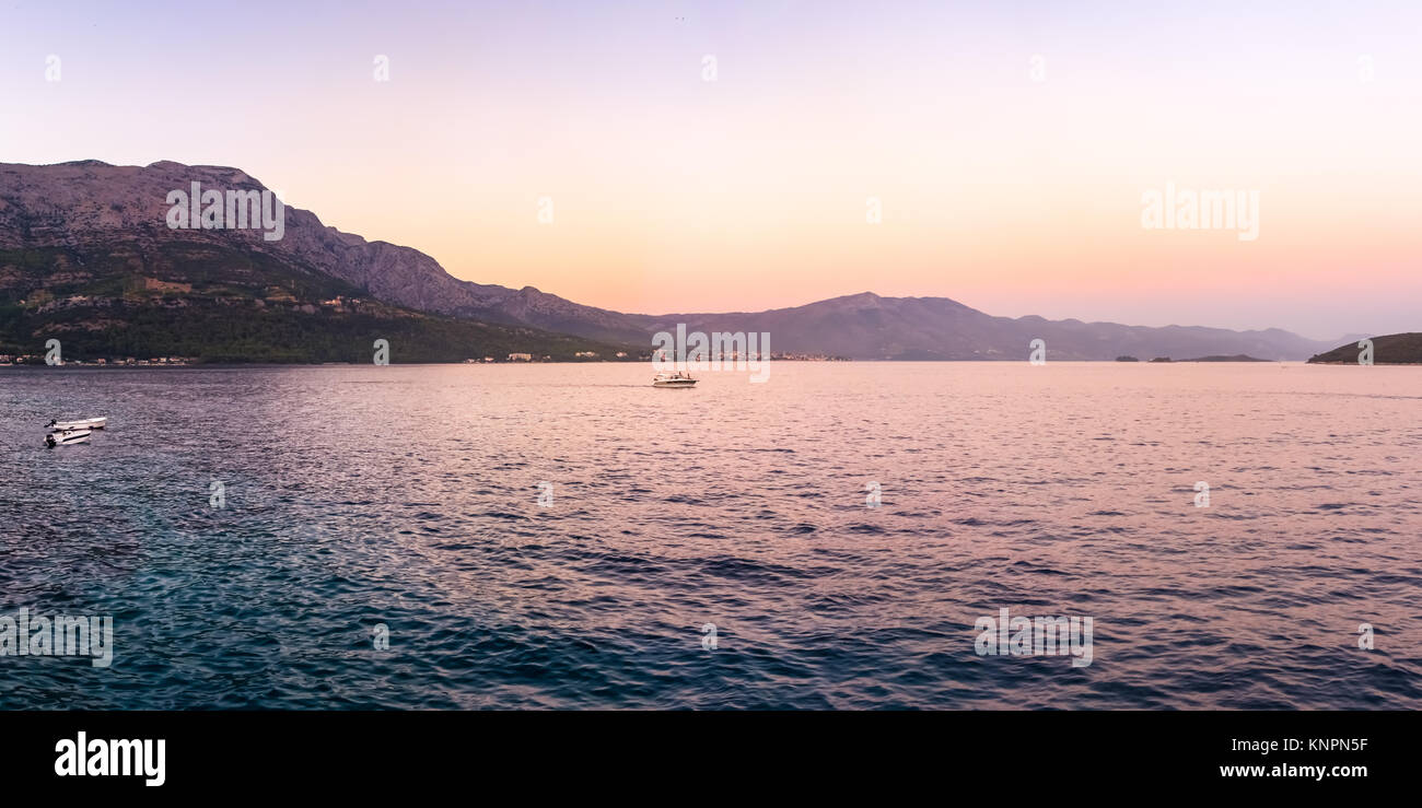 Beautiful Sunset Dusk Ocean Mountain Landscape in Croatia European ...