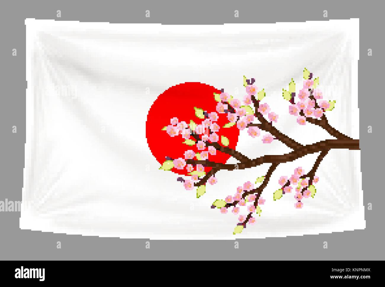 japan flag with sakura cherry blossom branch Stock Vector Image & Art ...