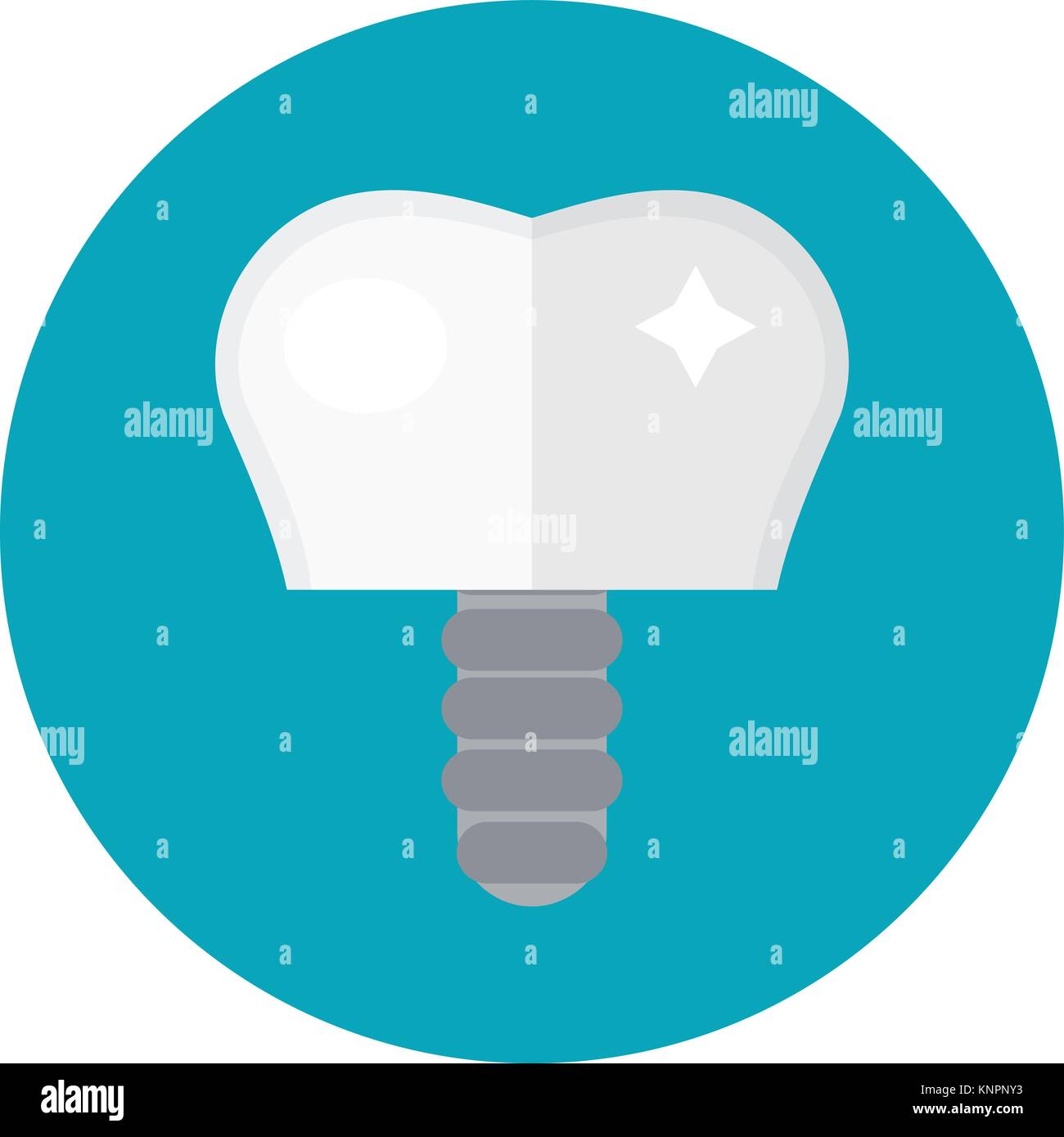 Tooth implant on the screw. Icon flat style. Dentistry, dentist concept ...