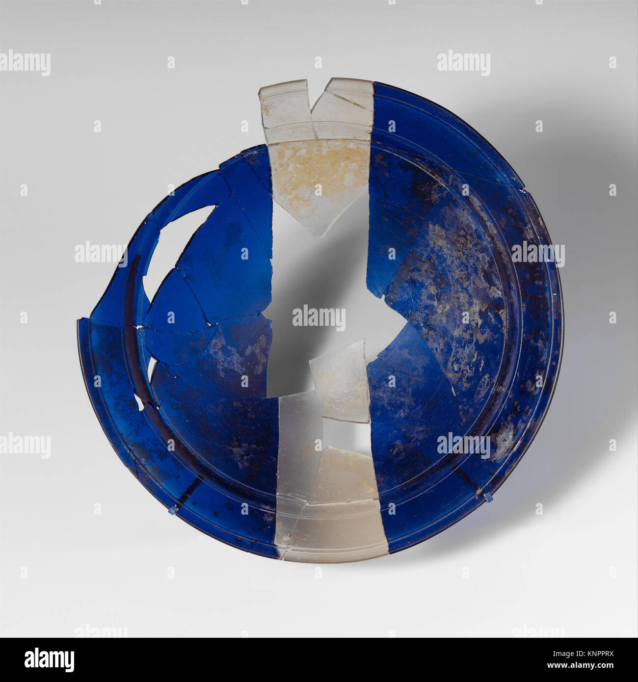 A Greek glass bowl from the 1st century B.C. with blue and colorless ...