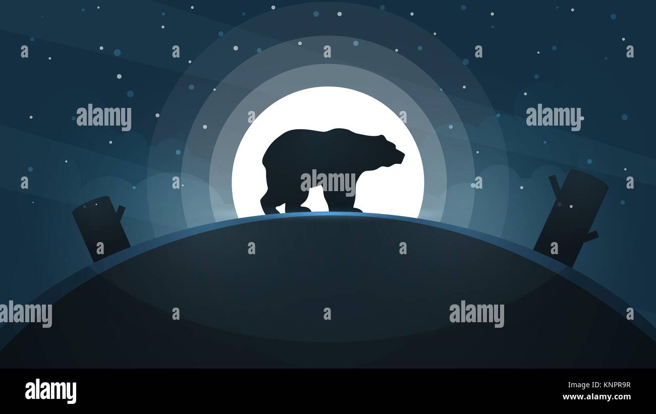 Night landscape. Bear, moon illustration Stock Vector Image & Art - Alamy