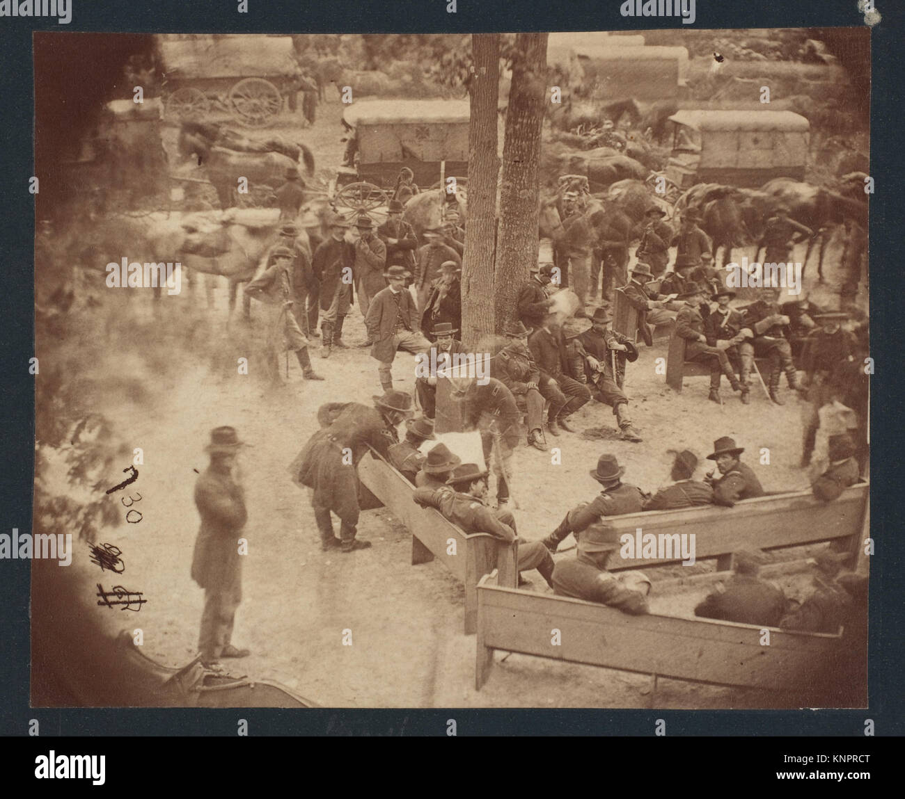 This illustration depicts General Grant's Council of War at Massaponax ...
