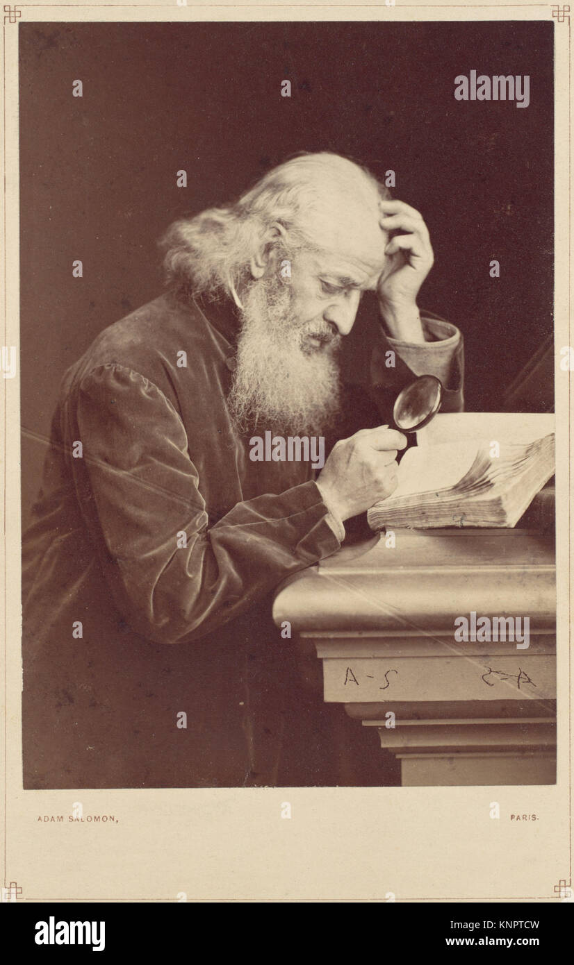 -Bearded Man with Magnifying Glass Examining a Manuscript- MET DP111349 ...