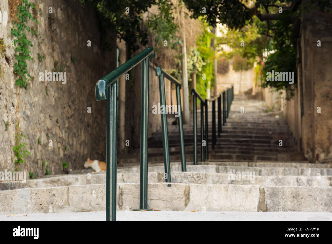 Old Mediterranean European Village Staircase Handrail Outdoors Summer ...