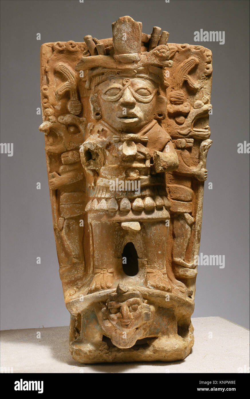 This hand-modeled flanged ceramic cylinder, originating from the Maya ...
