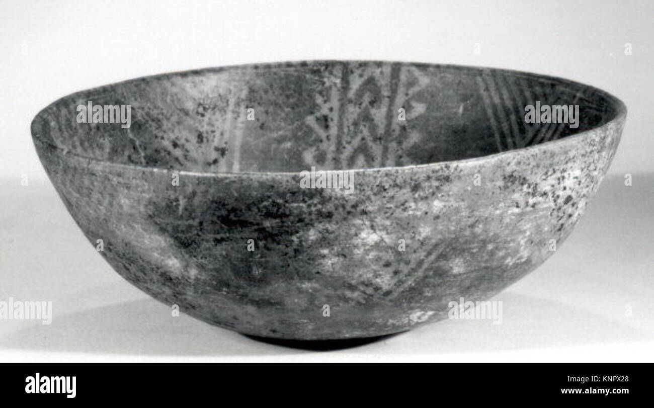 Ceramic bowl decorated with geometric patterns, showing traditional ...