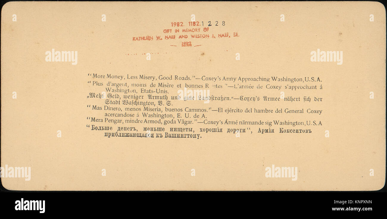 Two stereograph images depicting General Jacob S. Coxey's Army of the ...