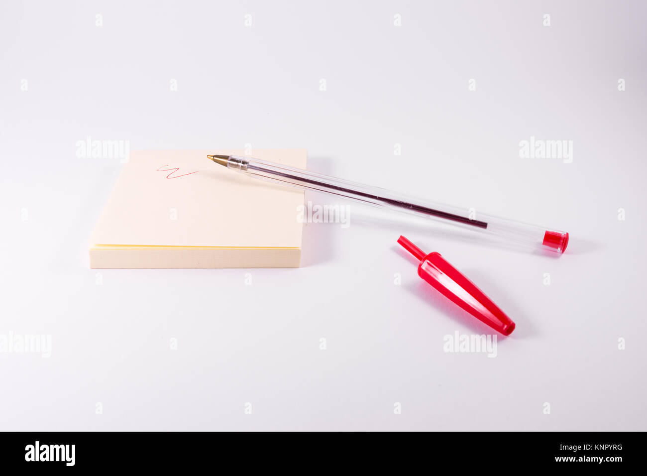 Red Pen Ink Writing Sticky Note Notepad Reminder Scribble White ...