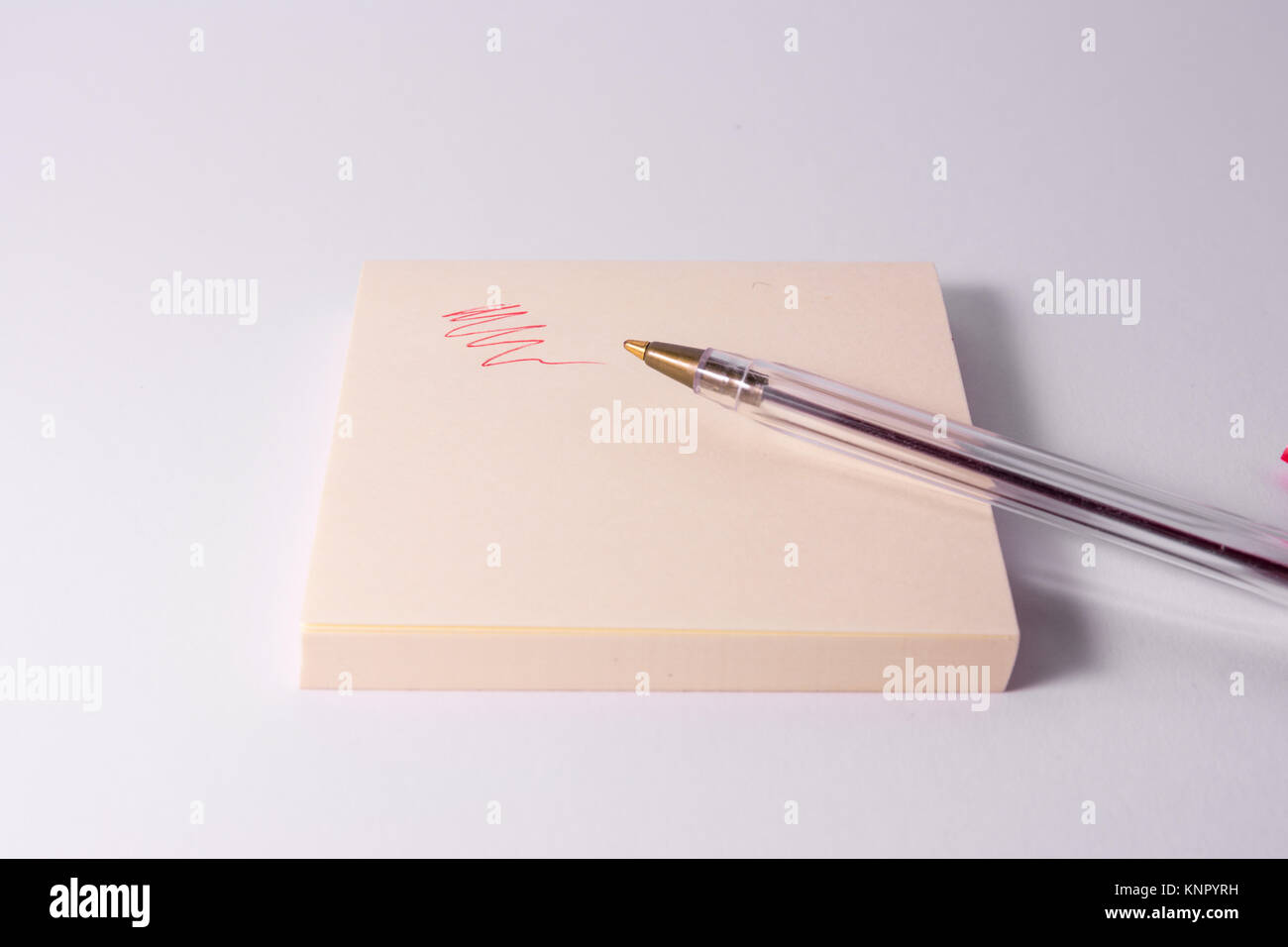 Red Pen Ink Writing Sticky Note Notepad Reminder Scribble White ...