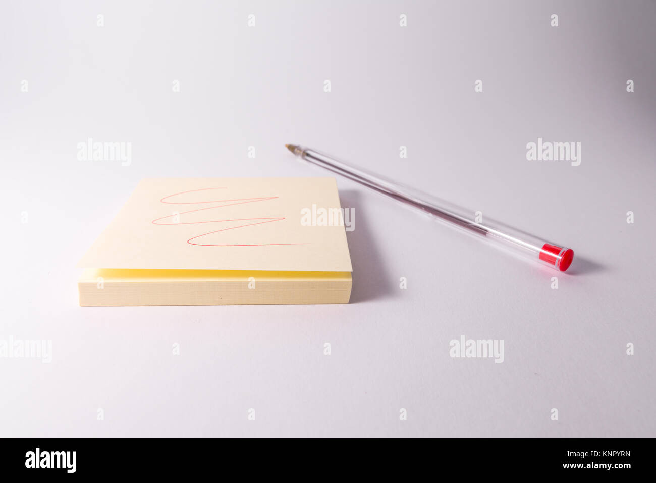 Red Pen Ink Writing Sticky Note Notepad Reminder Scribble White ...