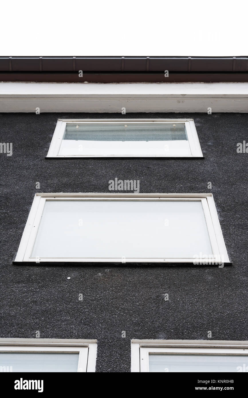 Black White Exterior Architecture Contrast Rough Facade Windows Ledge ...