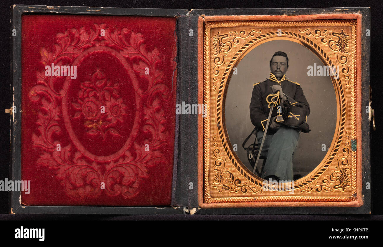 This tintype photograph from 1861–65 portrays a Union Cavalry officer ...