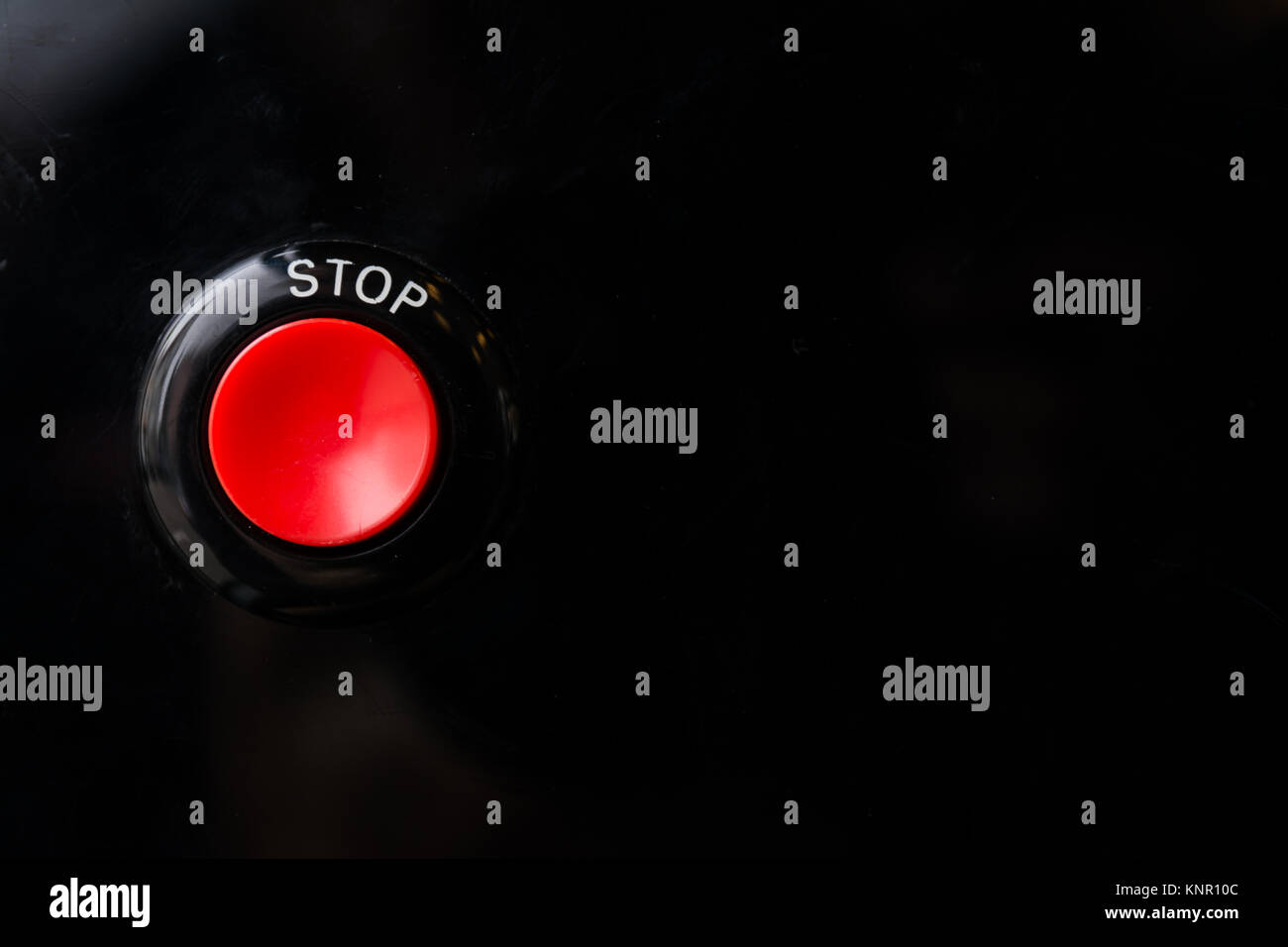 Stop Button Circle Red Text Black Background Big Bright Round Stock ...