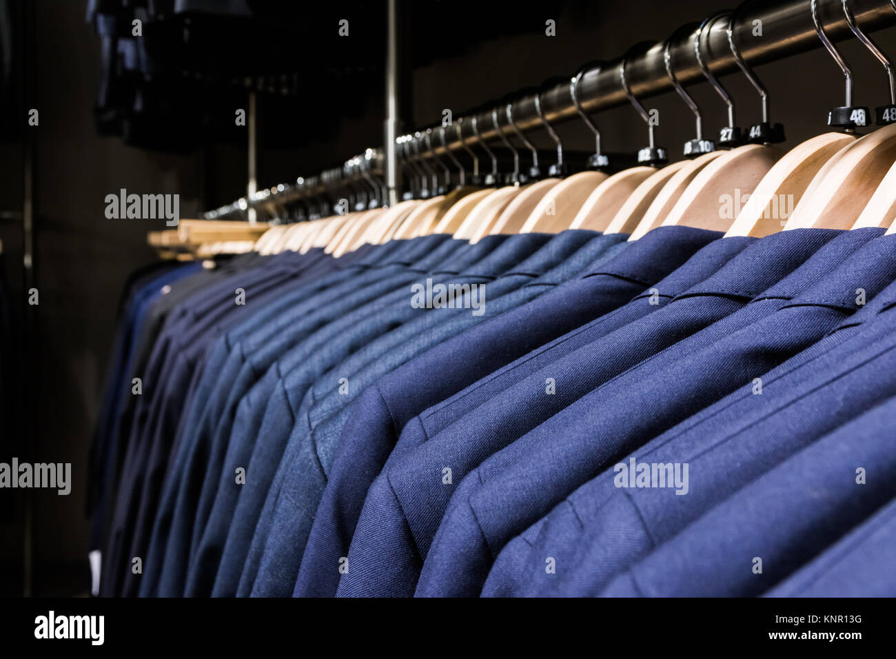 Blazer Jacket on Rack in Store Men Fashion Wooden Hangers Clothes Suit ...