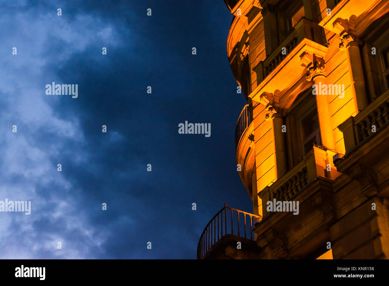 European Window Balcony Architecture Yellow Blue Twilight Cloudy ...