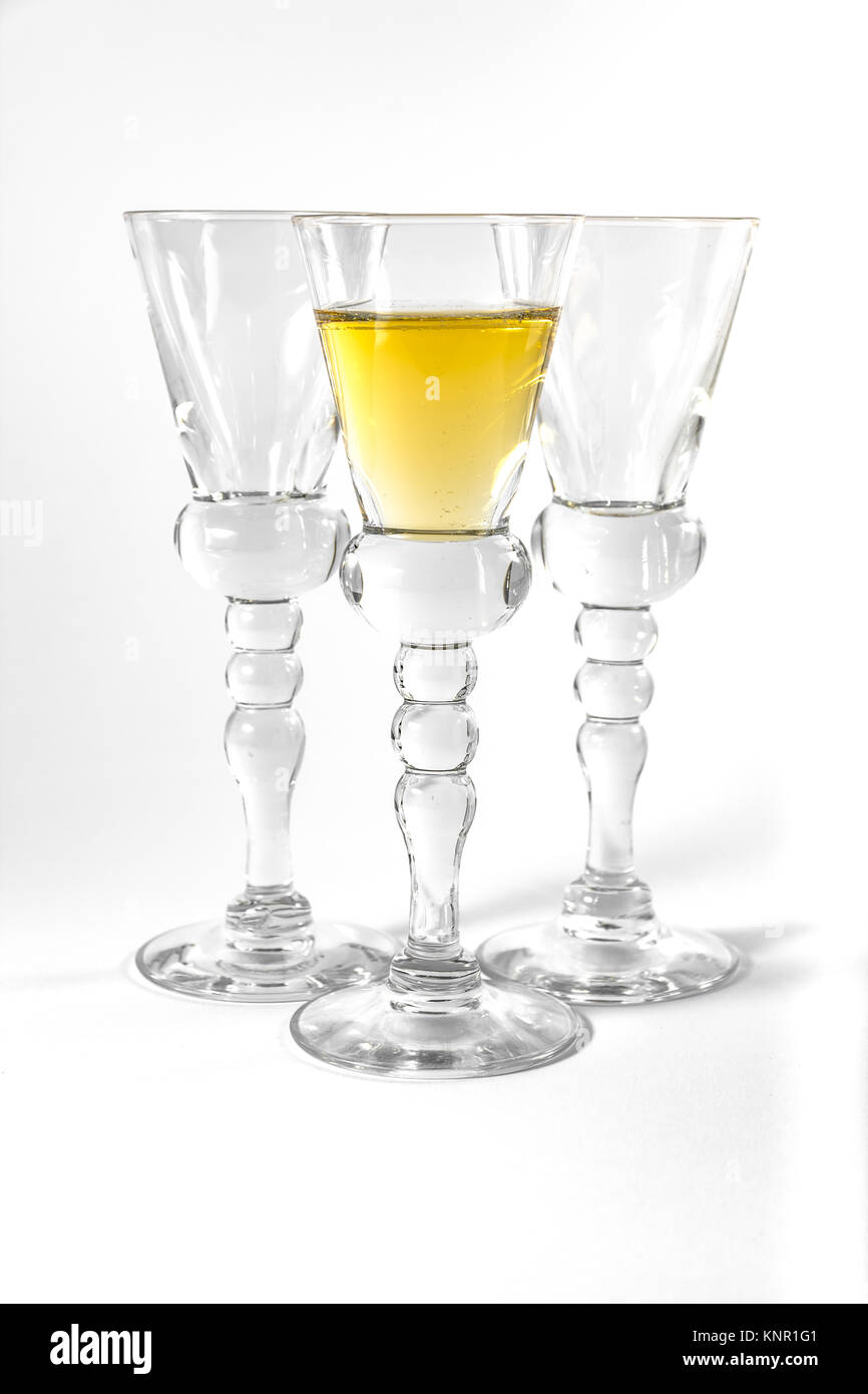 Single Shot Glass Wine Style Isolated White Background Triple Three ...