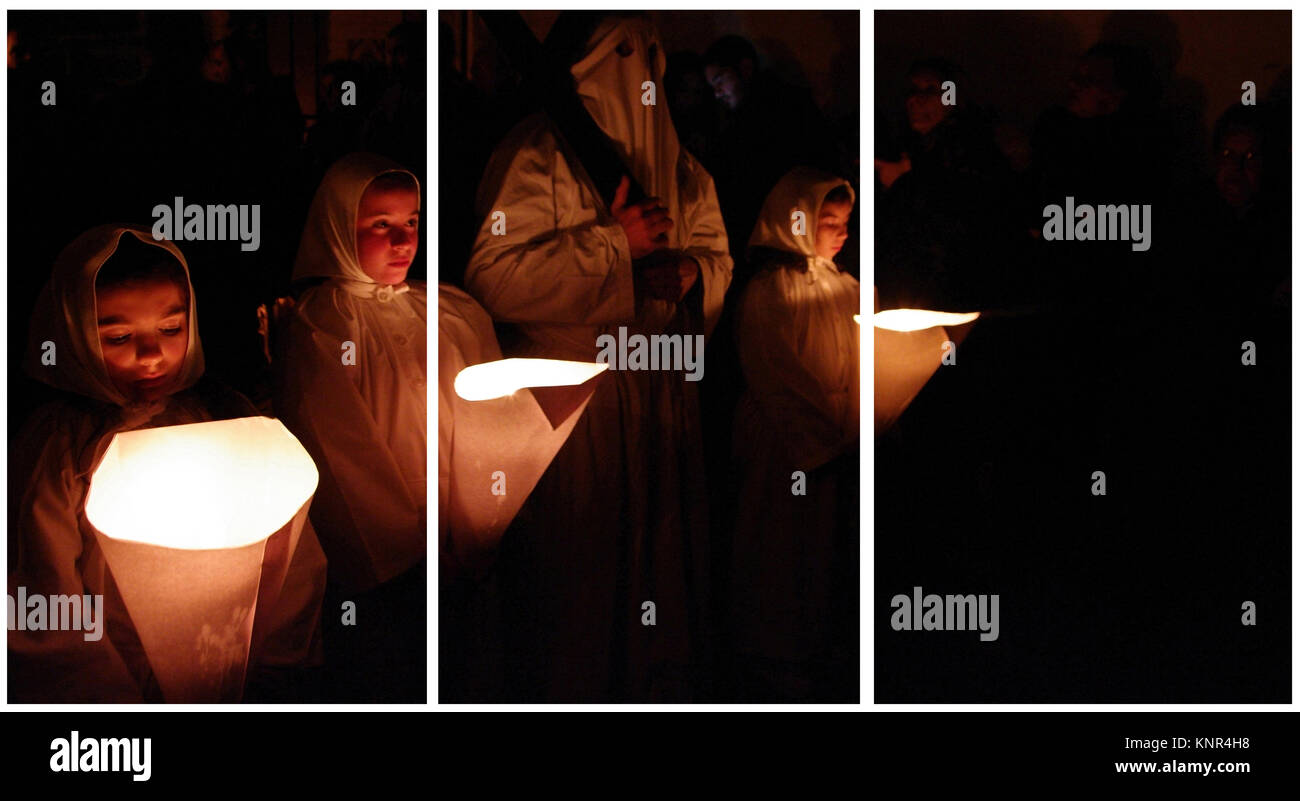 Castelsardo, Sardinia. Holy week (Triptych: picture molded into 3 ...