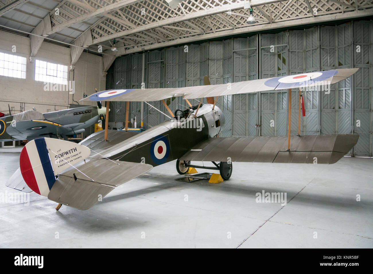 A Sopwith Pup aircraft in a hangar at the Imperial War Museum, Duxford ...