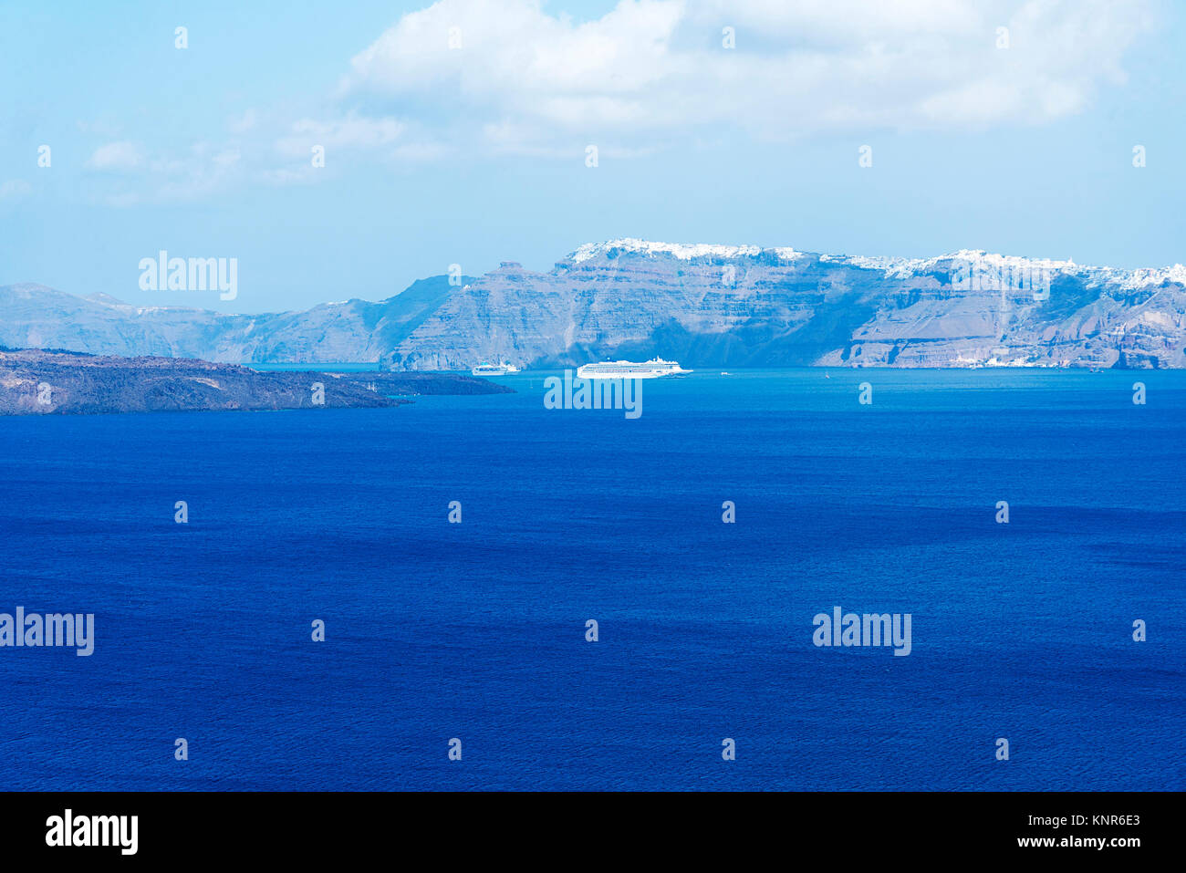 Stunning landscape with views of the island of Santorini, Greece in a ...