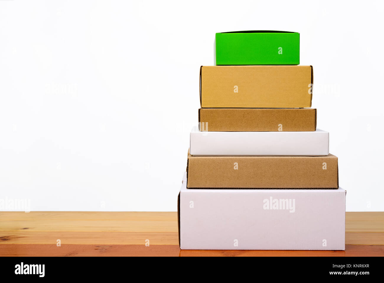 Group of cardboard box different color and size, pile of package made ...