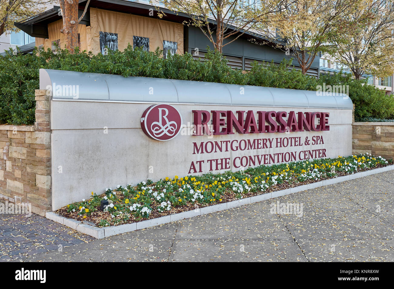 Exterior sign for the Renaissance Montgomery Hotel and Spa at the ...