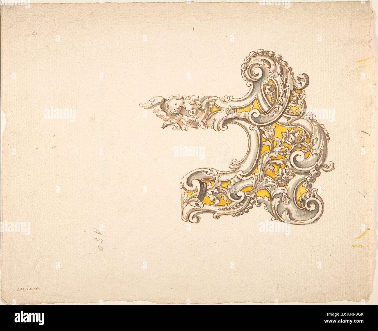 Half Rococo Cartouche with Cherubs. Artist: Anonymous, Italian, 18th ...