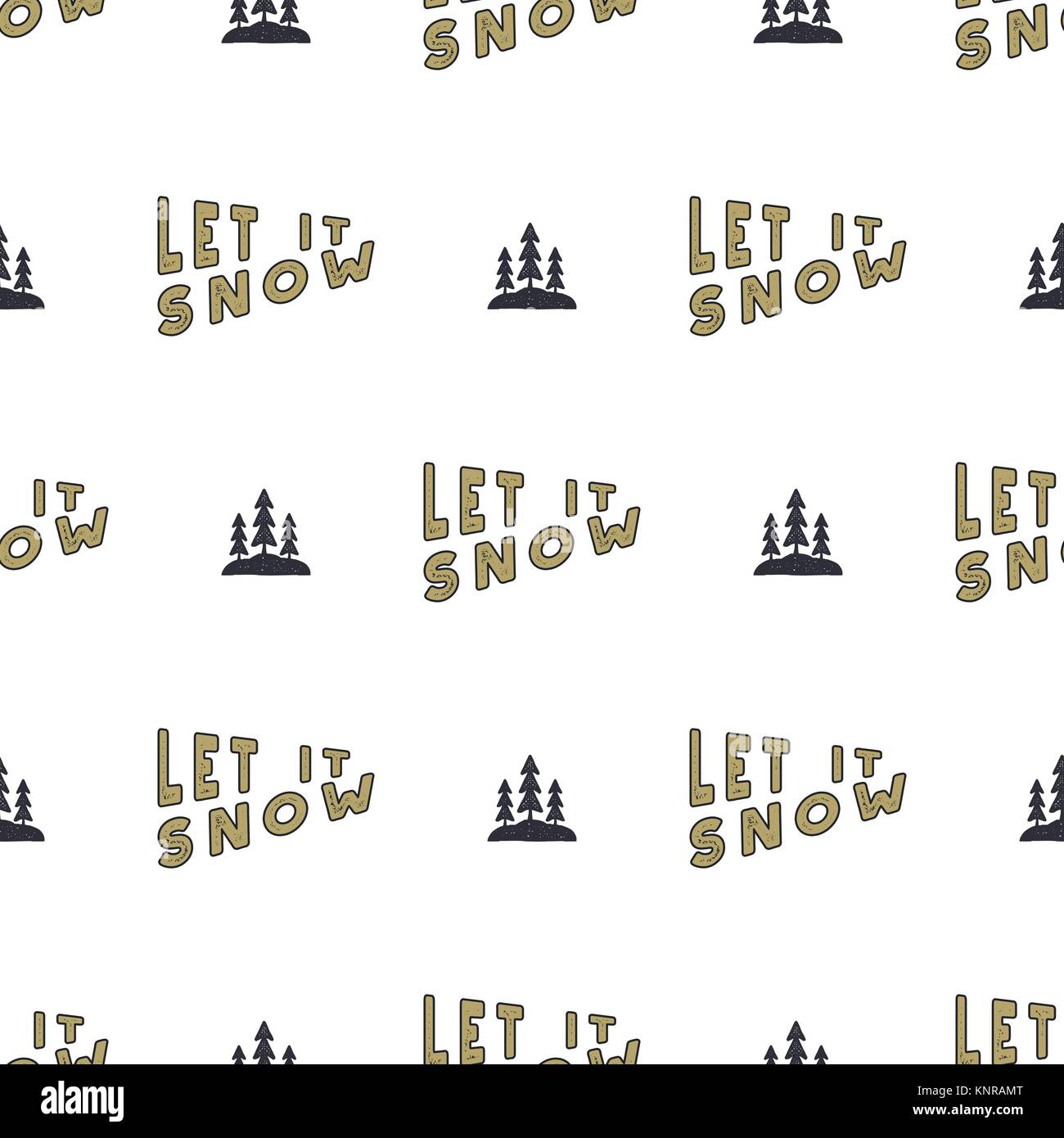 Let it snow lettering quotes pattern. Christmas seamless background ...