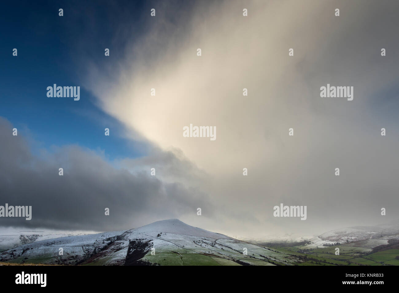 Snow shower over Lose Hill, from the north west ridge of Win Hill ...