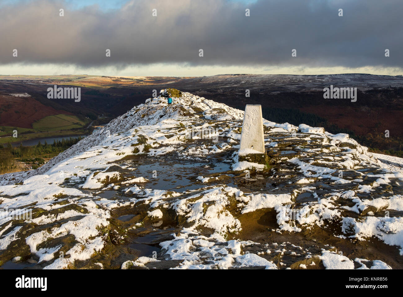 The trig point at the summit of Win Hill, Peak District, Derbyshire ...