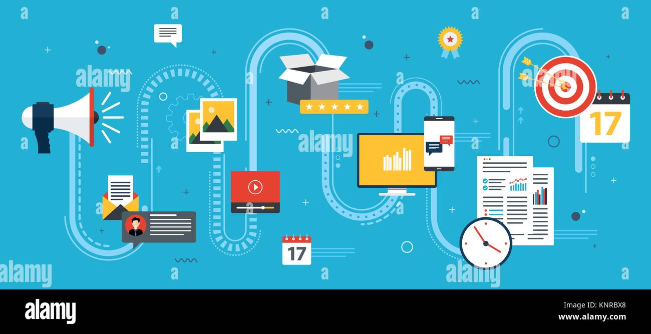 Advertising and marketing communication icons. Concepts for business ...