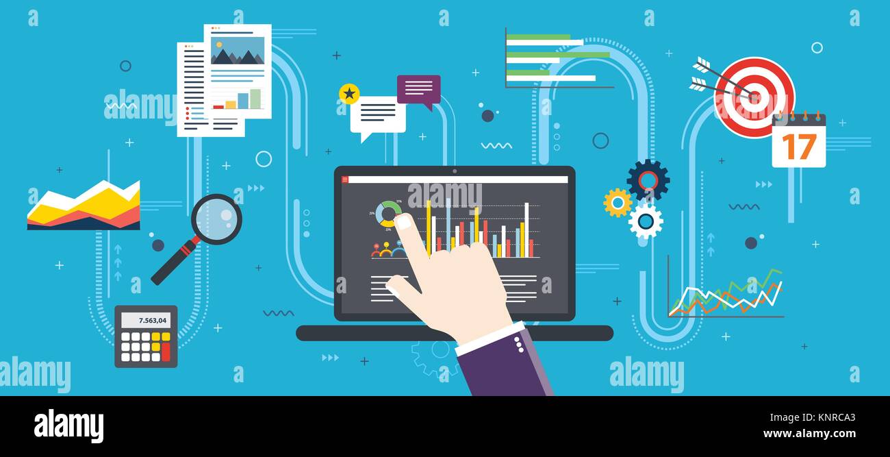Concept of financial investment, analytics with growth report ...