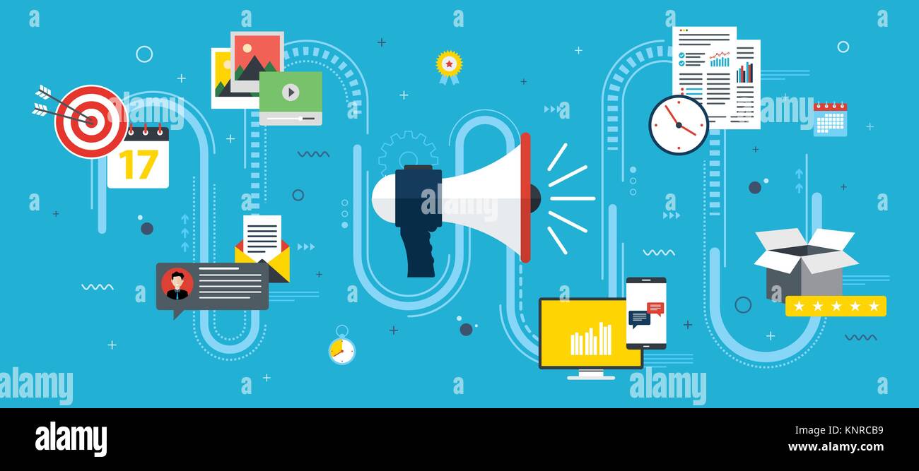 Advertising and marketing communication icons. Concepts for business ...