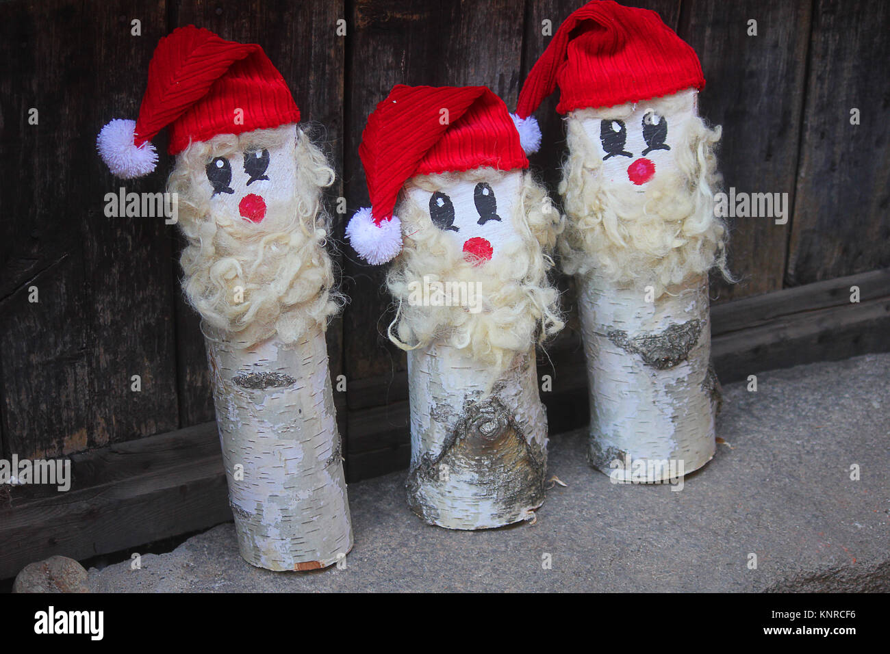 Santa Claus made with wood Stock Photo - Alamy