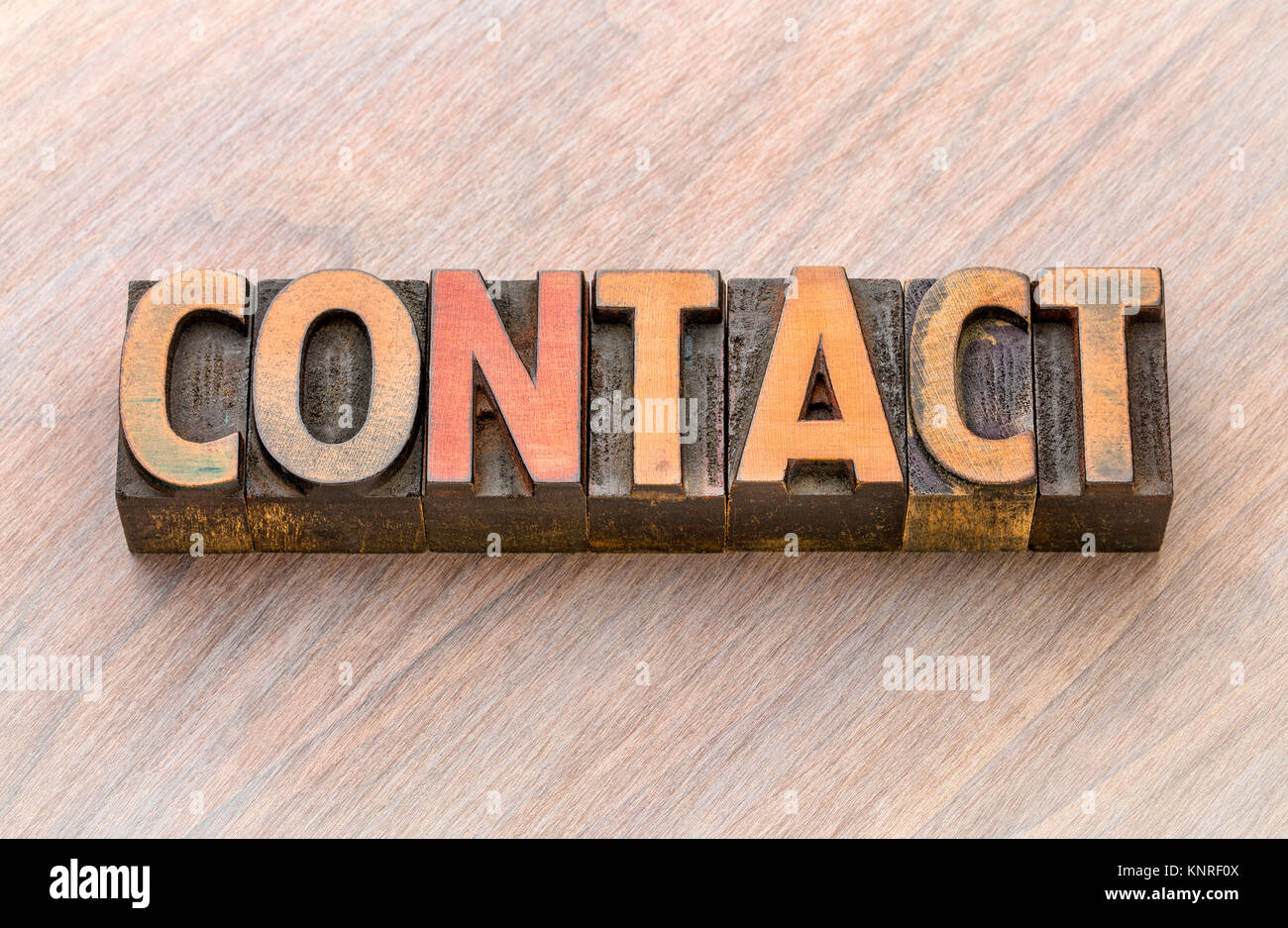 contact word abstract in vintage letterpress wood type Stock Photo - Alamy