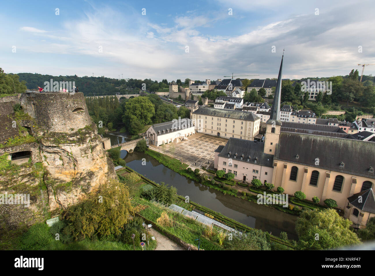 Luxemburg City, Luxemburg. Picturesque view of the Alzette River, with ...